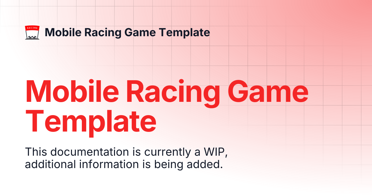 Mobile Racing Game Template